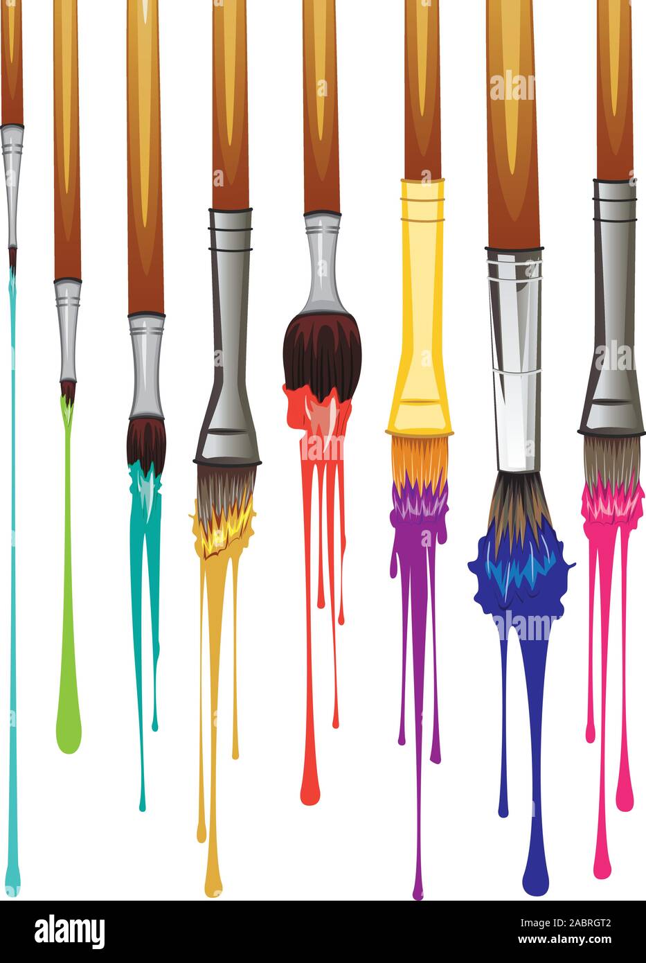 Art brushes with colorful dripping paint illustration Stock Vector ...