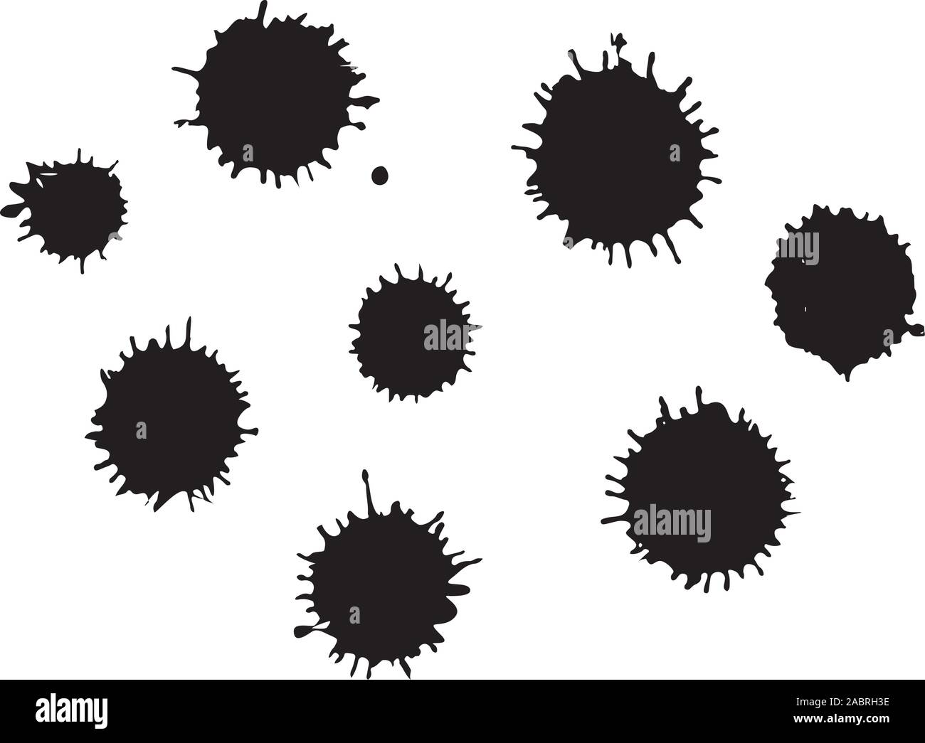 Drop black ink blot collection isolated on white background Stock ...