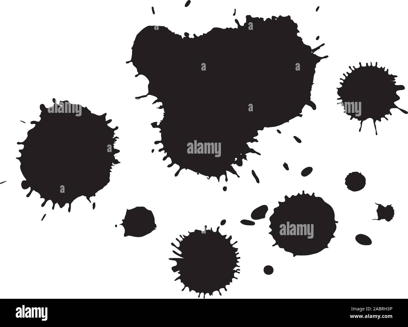 Drop black ink blot collection isolated on white background Stock ...