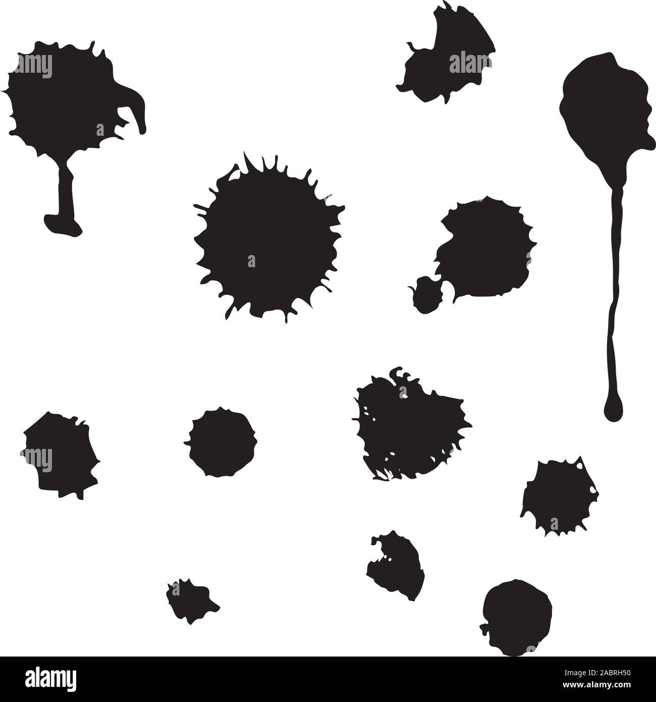Drop black ink blot collection isolated on white background Stock ...