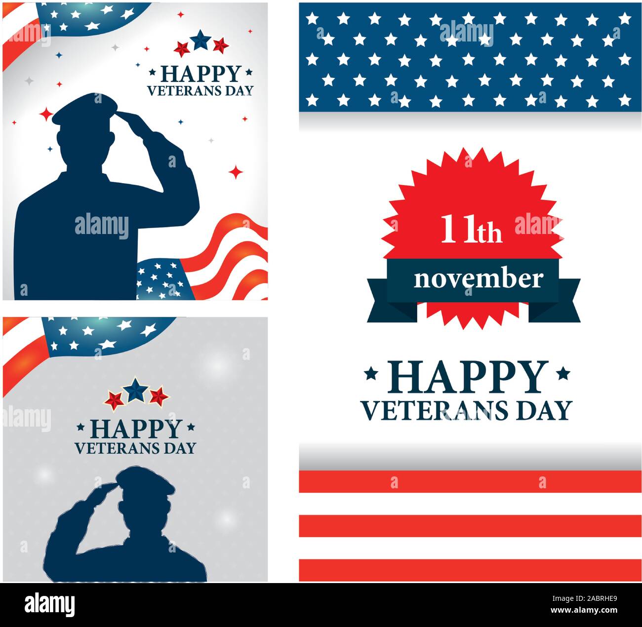 set of poster veterans day with decoration Stock Vector Image & Art - Alamy
