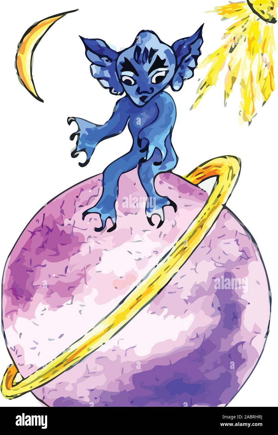 Abstract colorful alien space art, hand drawn background Stock Vector ...