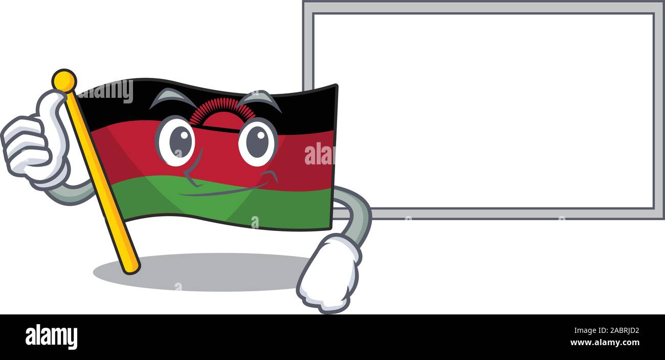 Flag malawi cute cartoon character Thumbs up with board Stock Vector ...