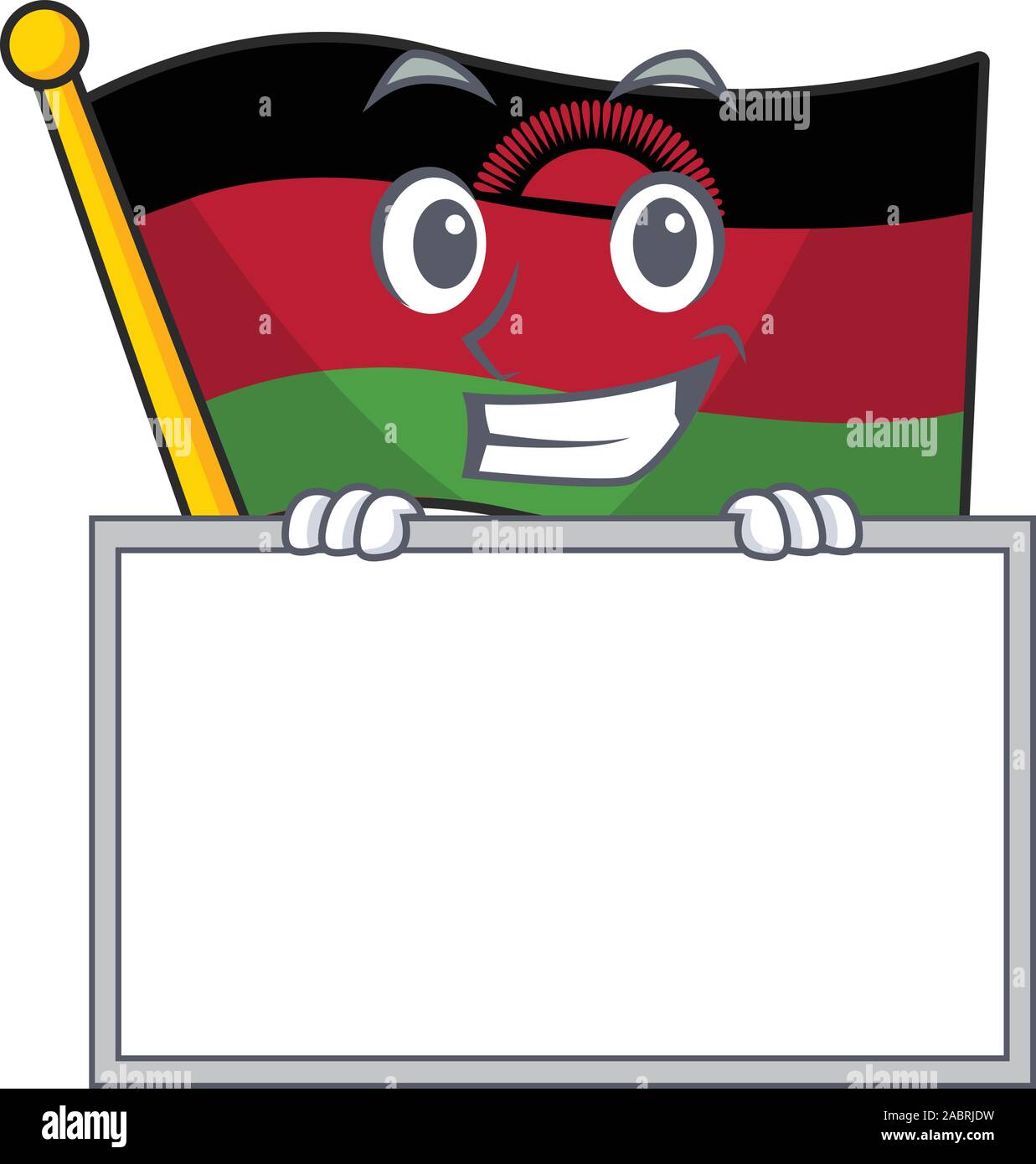 Grinning with board flag malawi cartoon character style Stock Vector ...