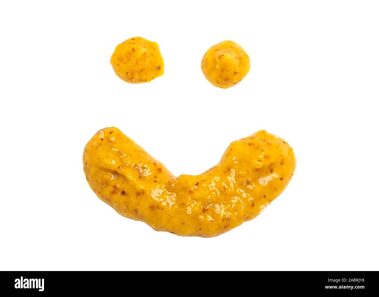 Yellow mustard sauce in a smile shape isolated on white Stock Photo - Alamy