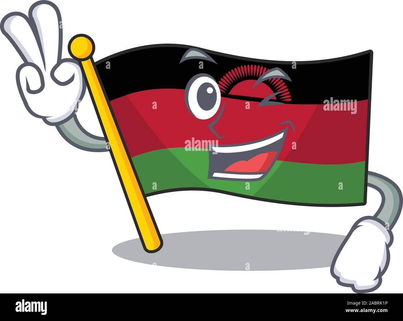 Flag malawi Character cartoon style with two fingers Stock Vector Image ...