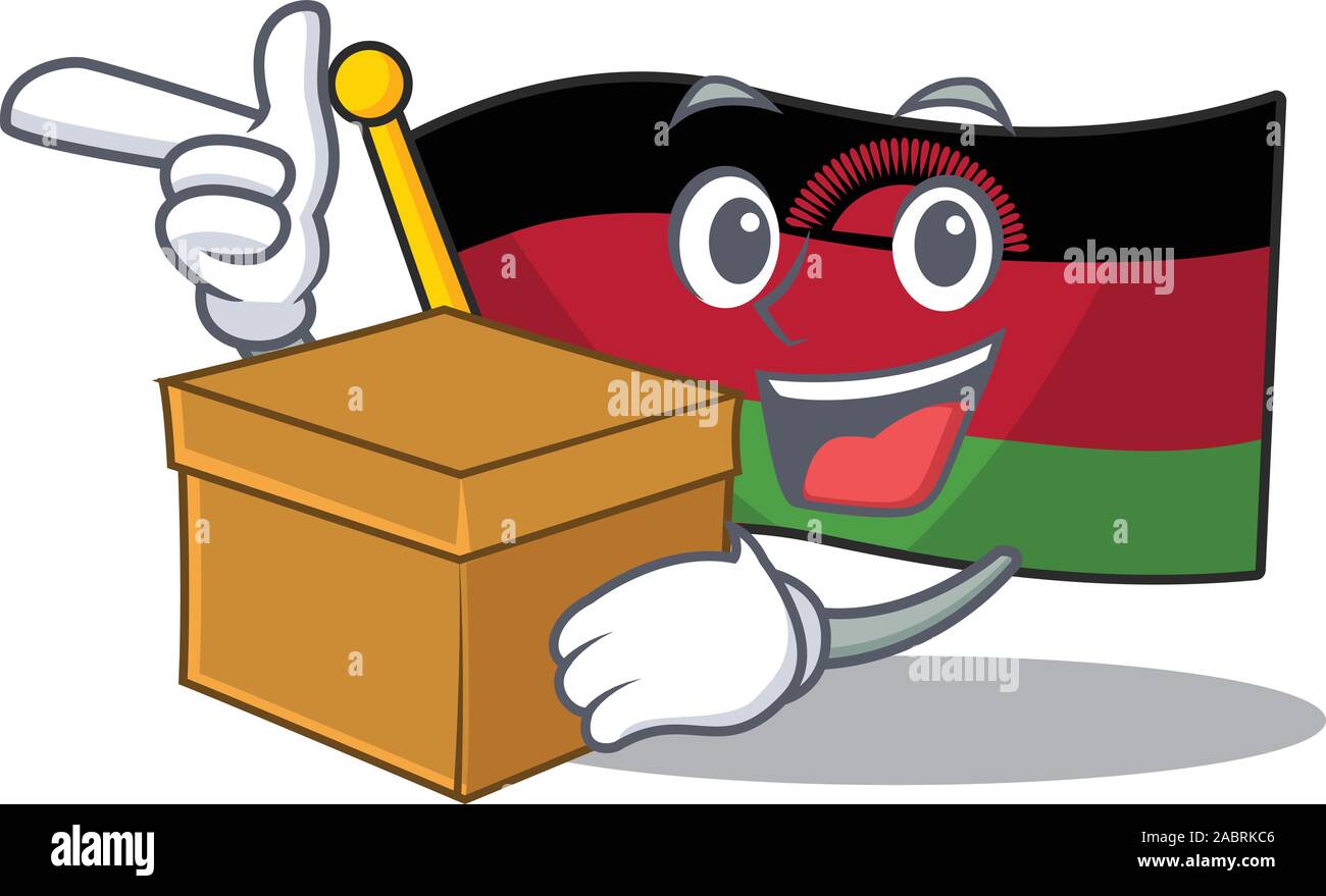 With box Super Funny flag malawi cartoon character style Stock Vector ...