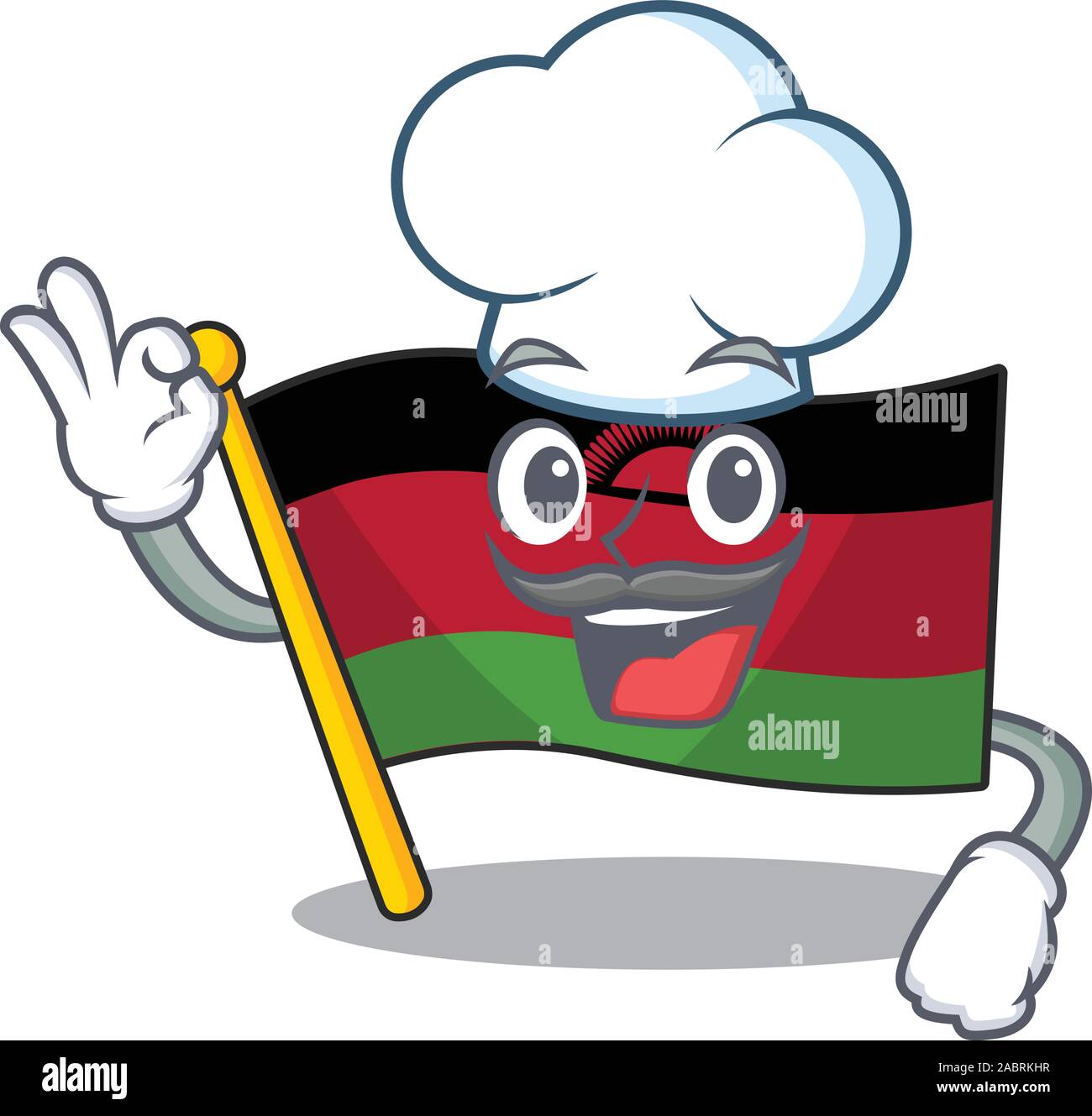 Happy Chef flag malawi cartoon character with white hat Stock Vector ...