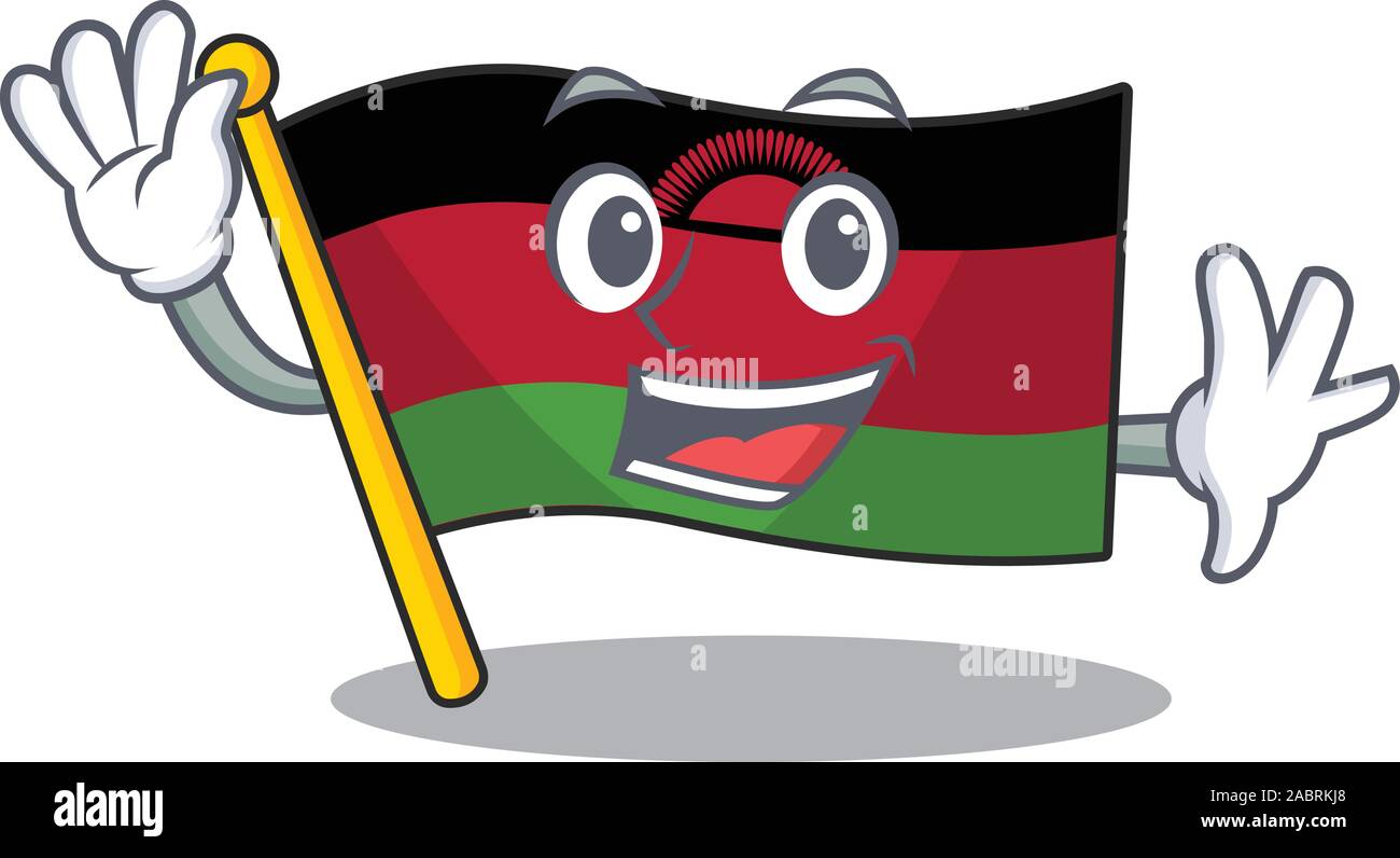Waving cute smiley flag malawi cartoon character style Stock Vector ...