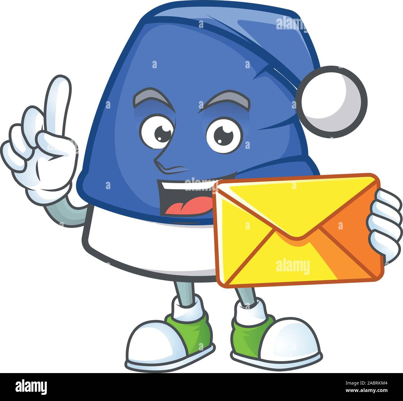 With envelope Happy face blue christmas hat mascot cartoon style Stock ...