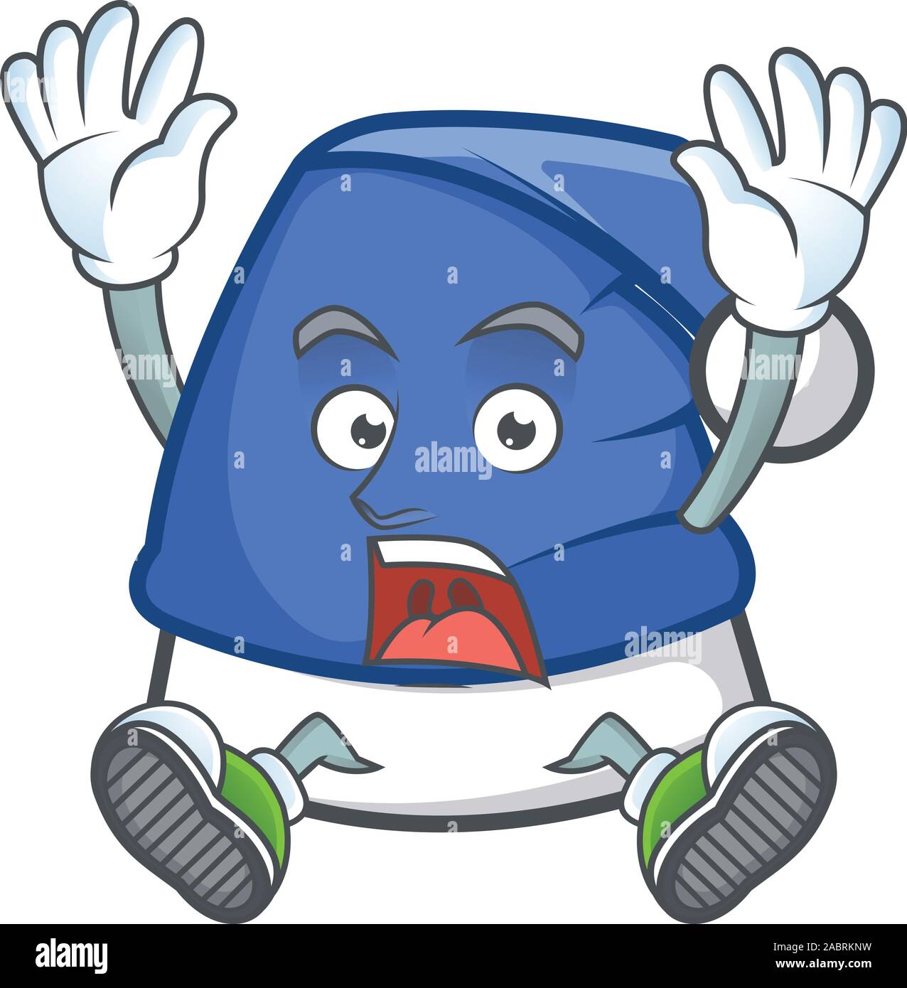 cute blue christmas hat cartoon character style with shocking gesture ...