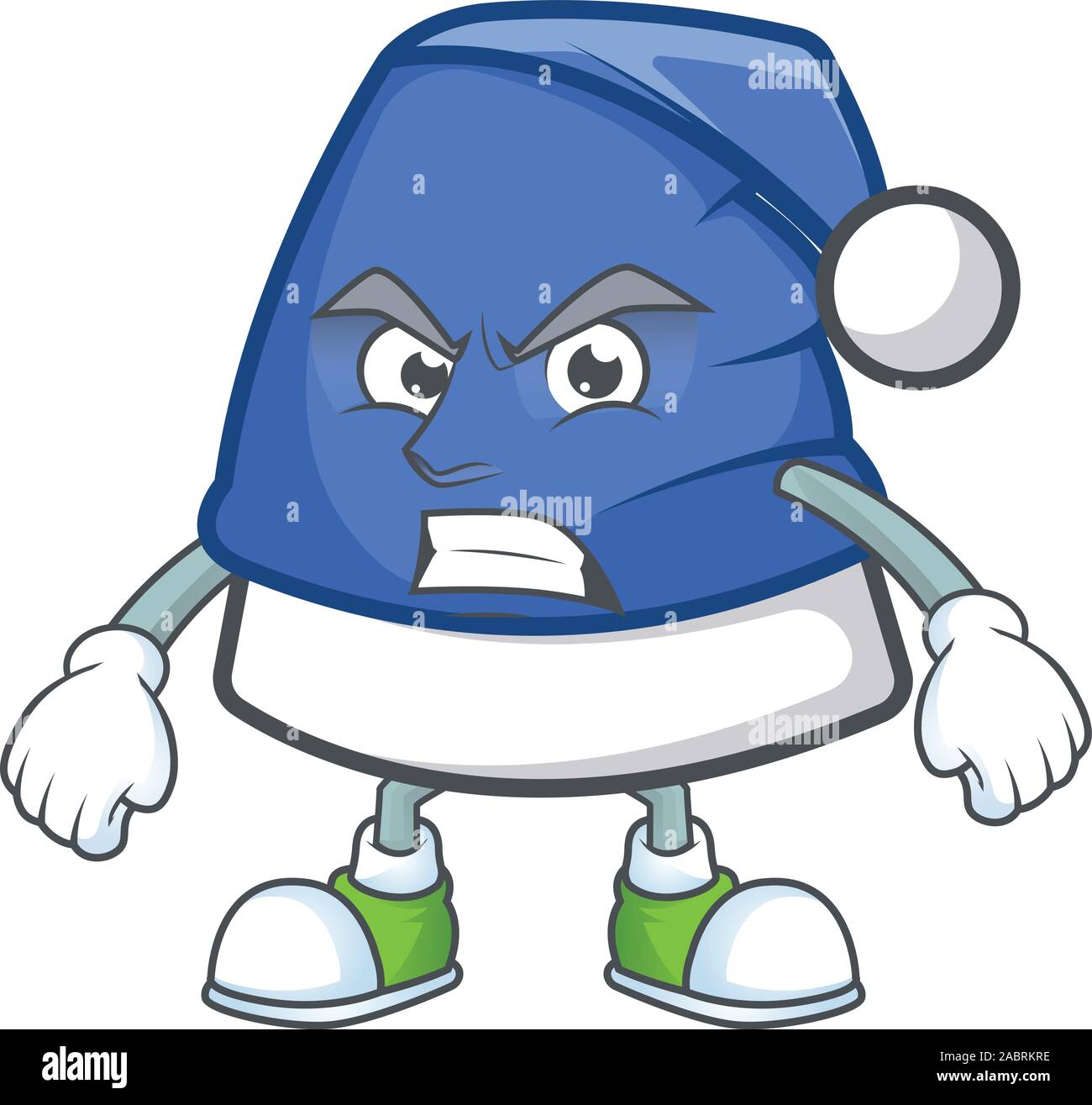 Blue christmas hat cartoon character style with angry face Stock Vector ...