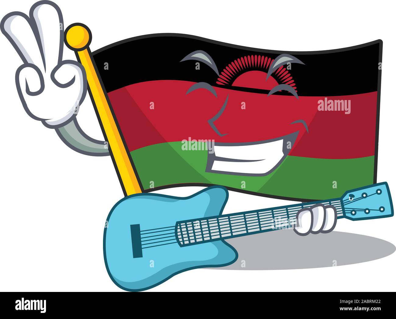 Supper cool flag malawi cartoon character performance with guitar Stock ...
