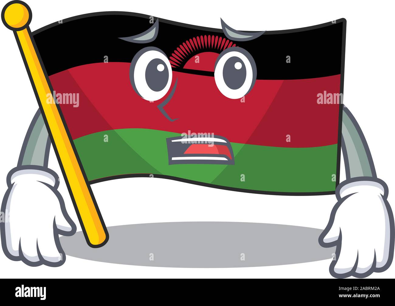 Flag malawi Cartoon character showing afraid look face Stock Vector ...