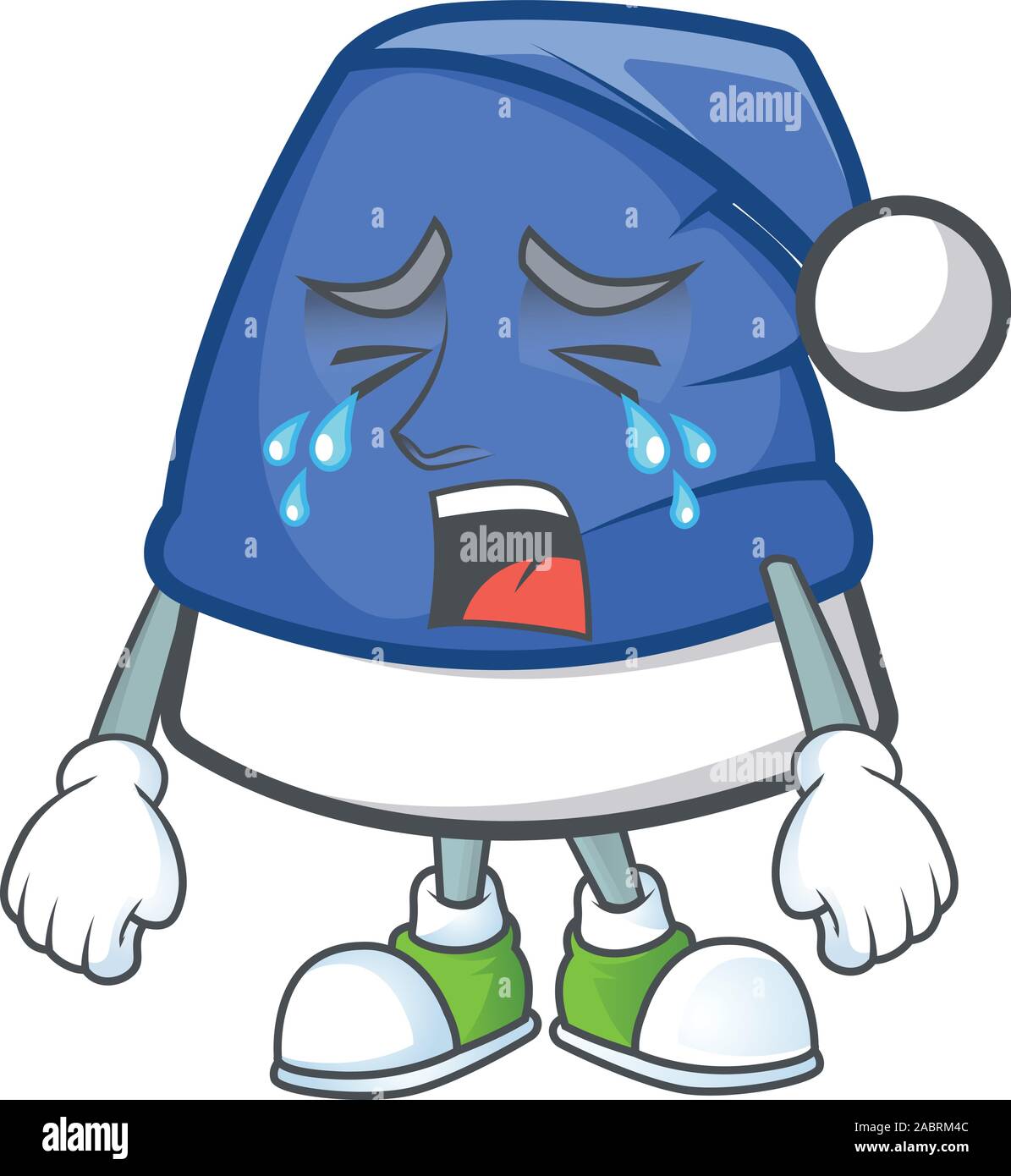 Sad Crying blue christmas hat cartoon character design style Stock ...