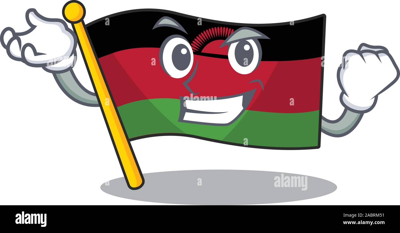 Happy confident Successful flag malawicartoon character style Stock ...