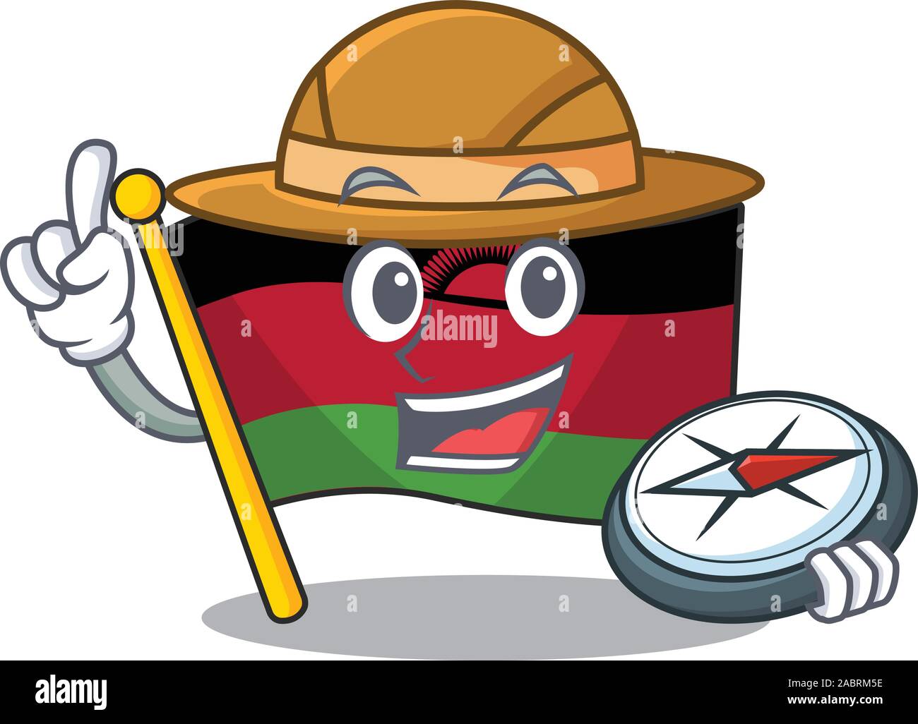 Explorer flag malawi cartoon character holding a compass Stock Vector ...