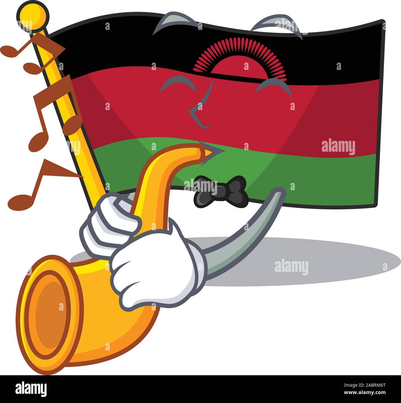Supper cool flag malawi cartoon character performance with trumpet ...