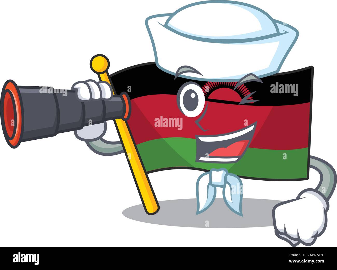 Smiling happy Sailor with binocular flag malawi cartoon design Stock ...