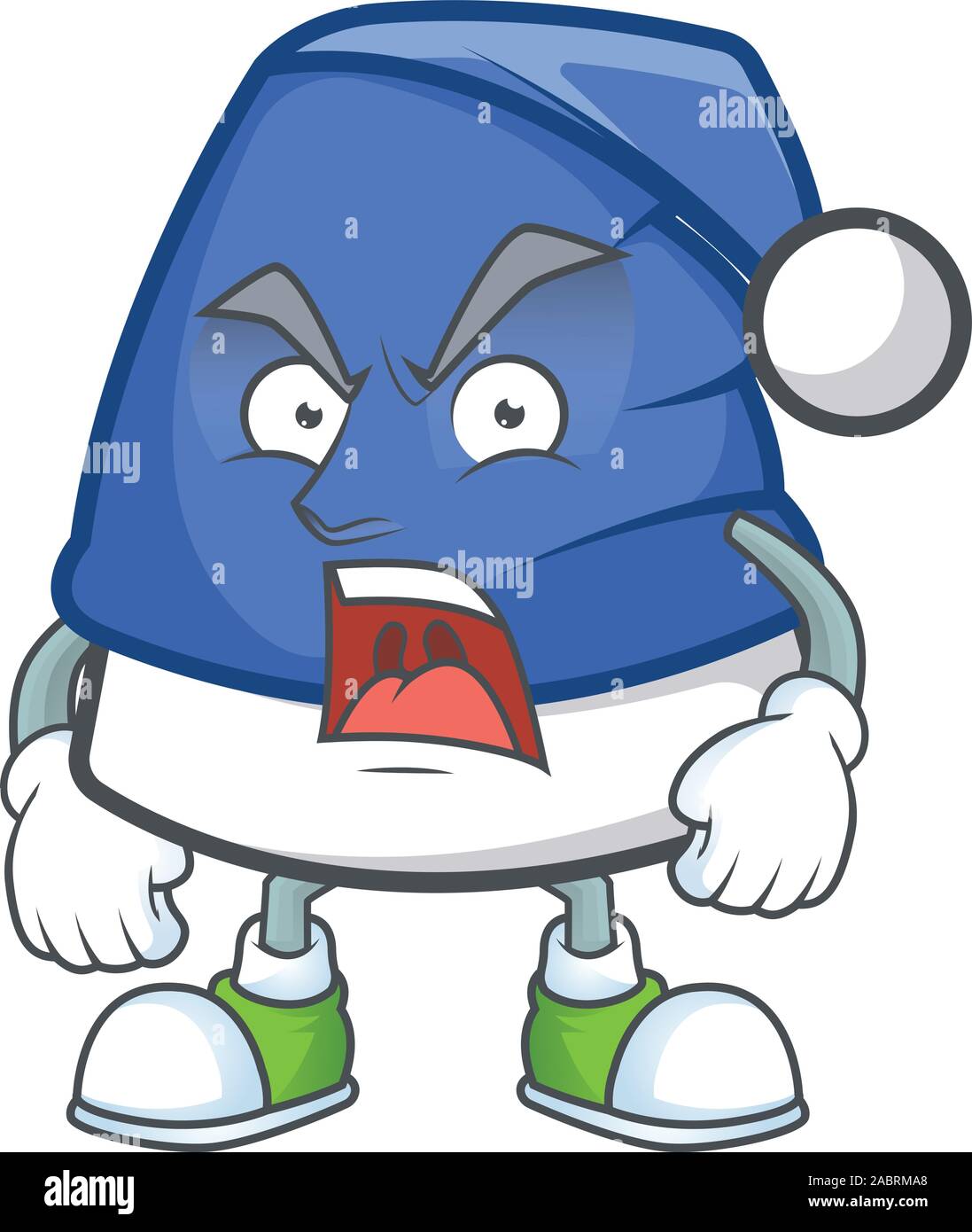 Mascot of angry blue christmas hat cartoon character design Stock ...