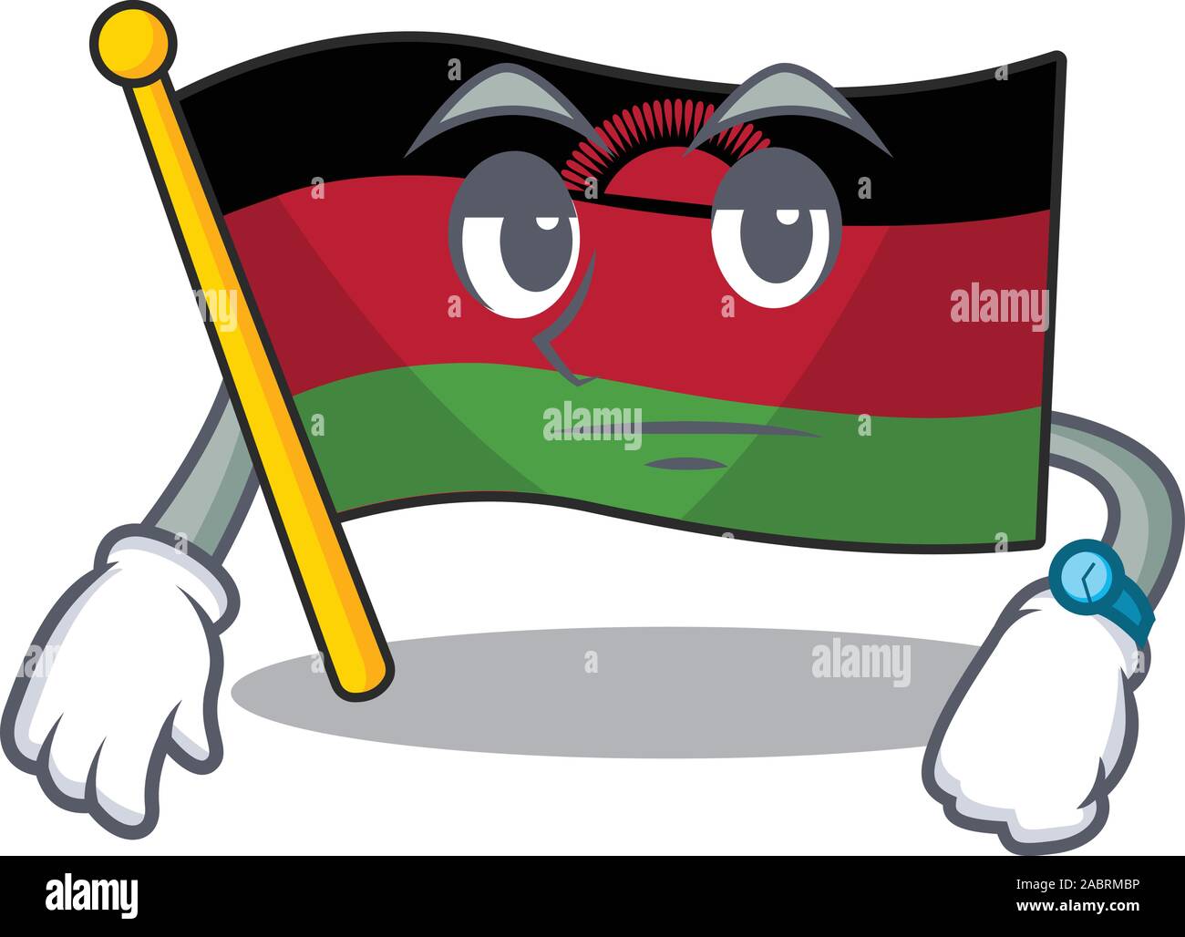 Waiting flag malawi on cartoon character mascot design Stock Vector ...