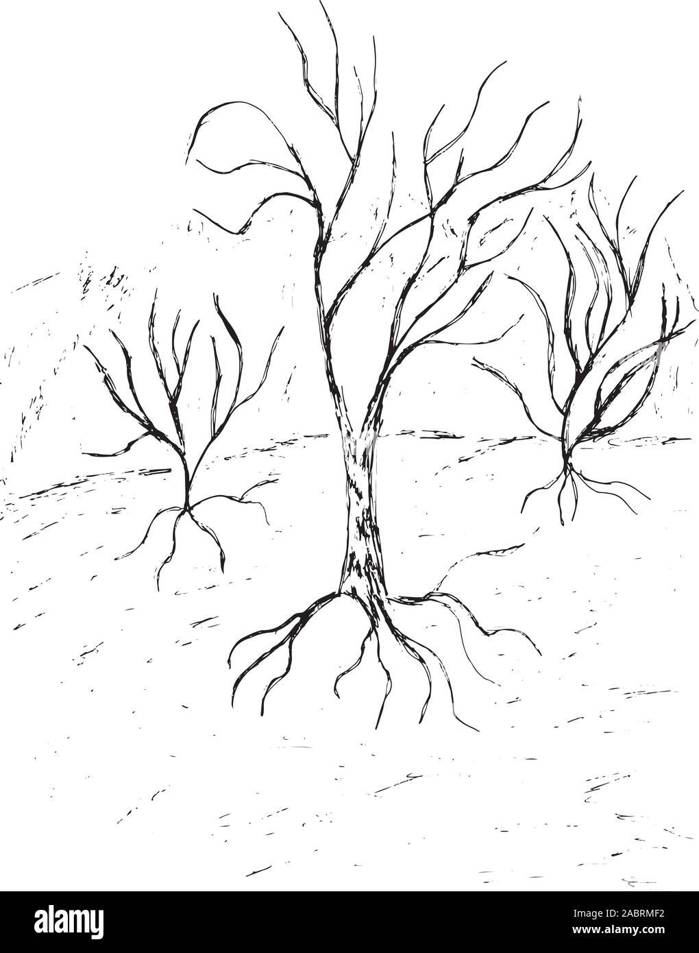 Grunge sketch of a stylized dead tree, hand drawn illustration Stock ...
