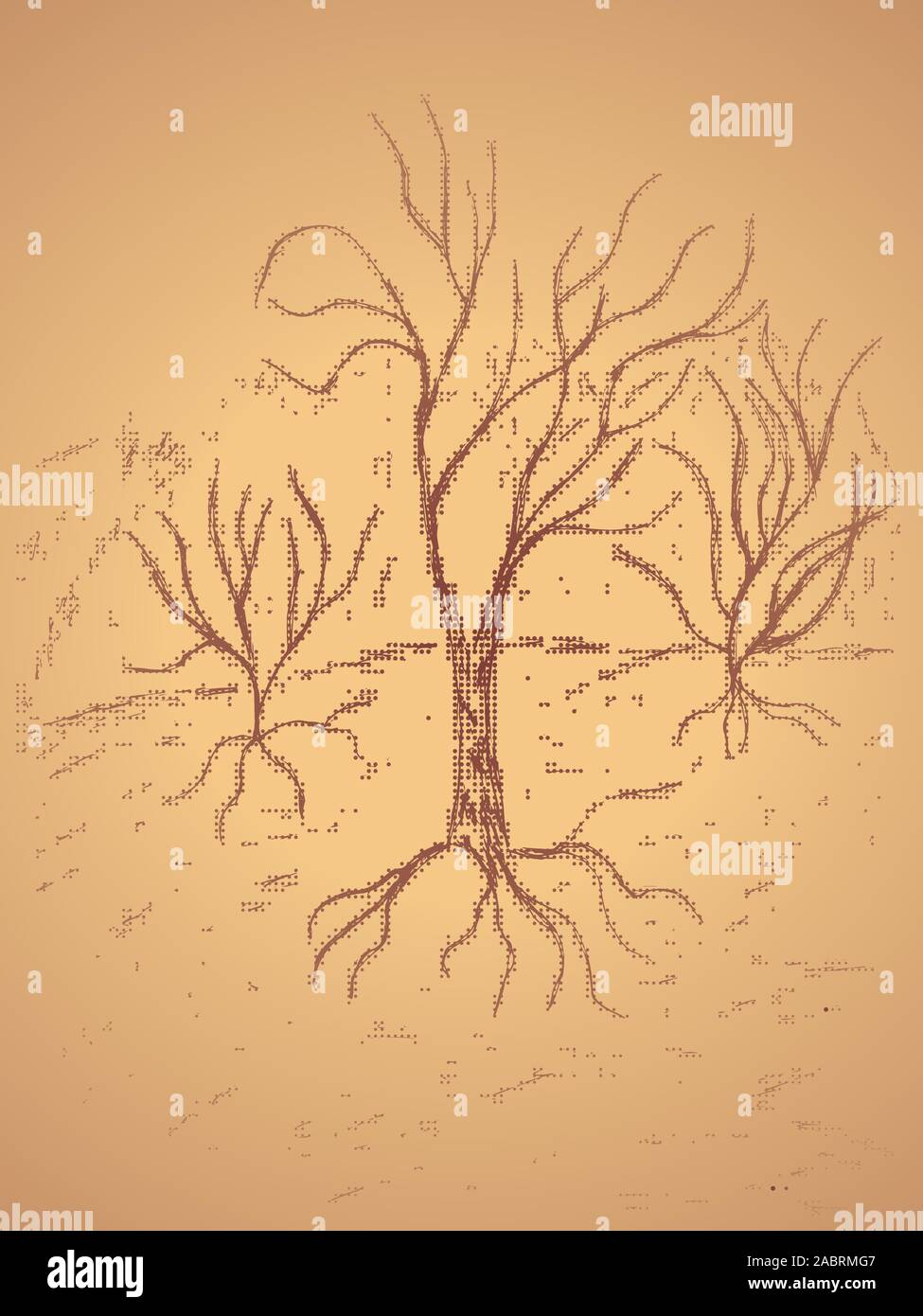 Grunge sketch of a stylized dead tree, hand drawn illustration Stock ...