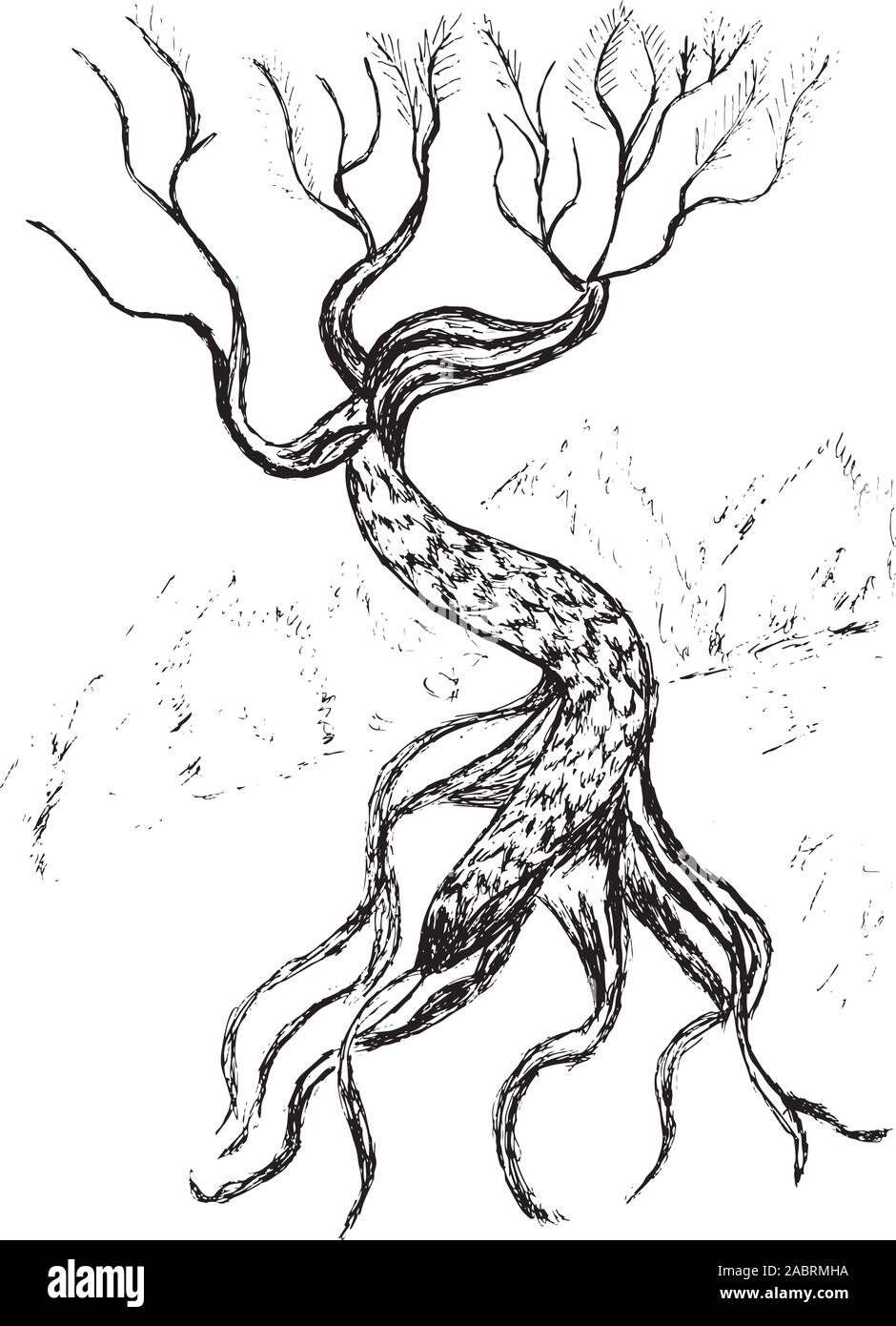 Grunge sketch of a stylized dead tree, hand drawn illustration Stock ...
