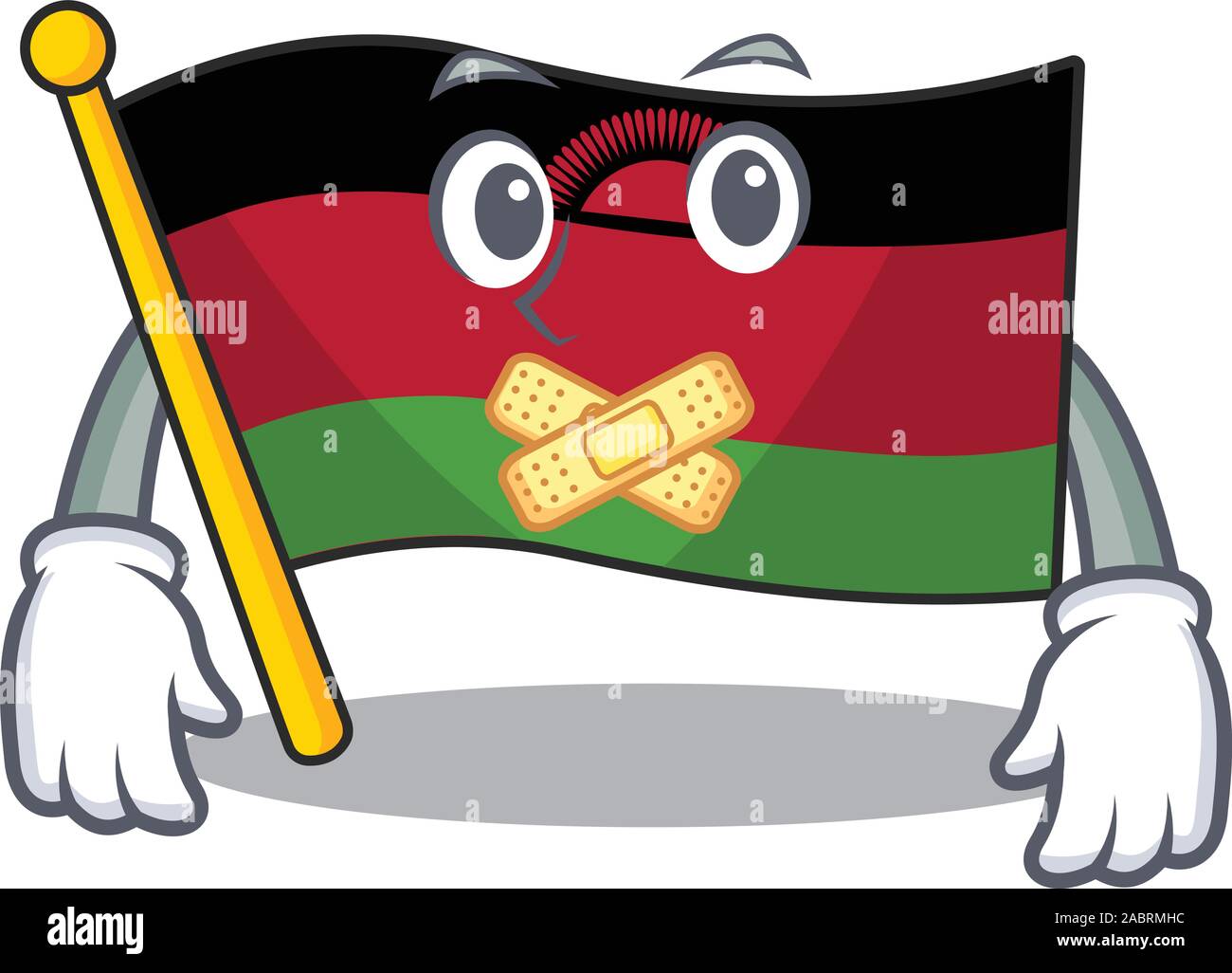 Flag malawi mascot cartoon character style making silent gesture Stock ...