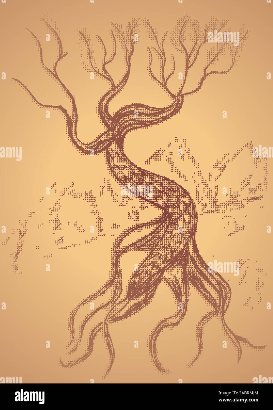 Grunge sketch of a stylized dead tree, hand drawn illustration Stock ...