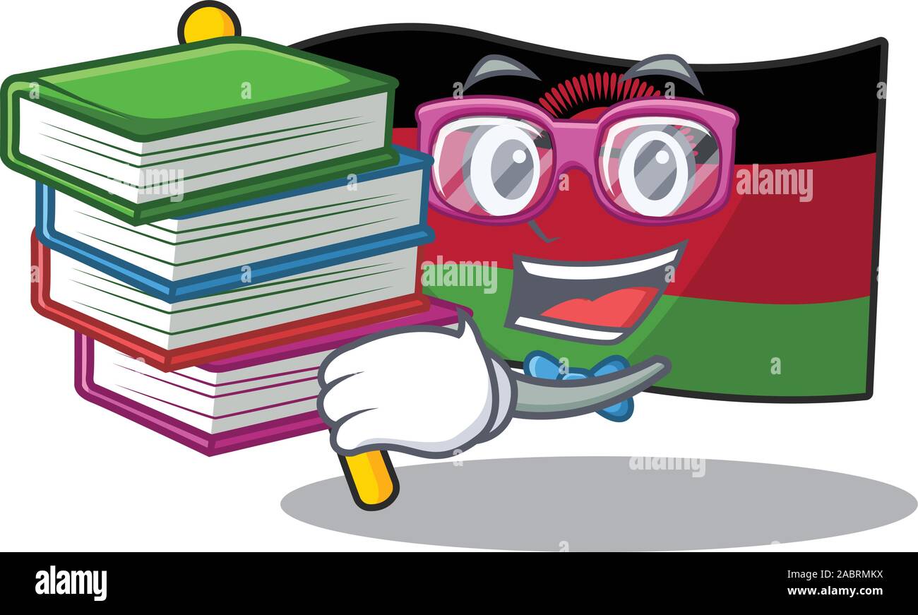 Student with book flag malawi mascot cartoon character style Stock ...