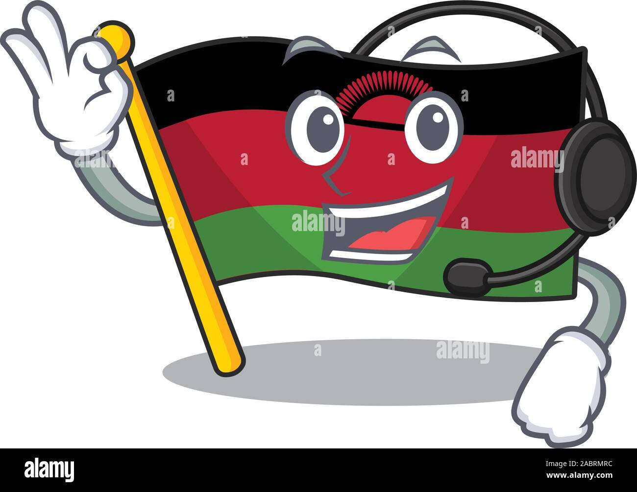 Flag malawi cute cartoon character design with headphone Stock Vector ...