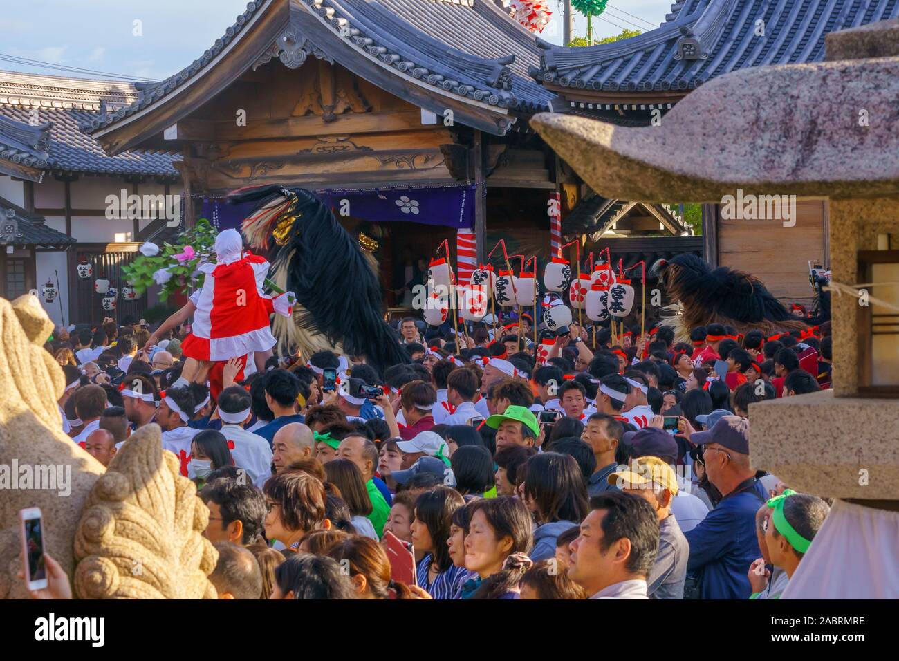 Himeji, Japan - October 15, 2019: Traditional dance of hair lion ...
