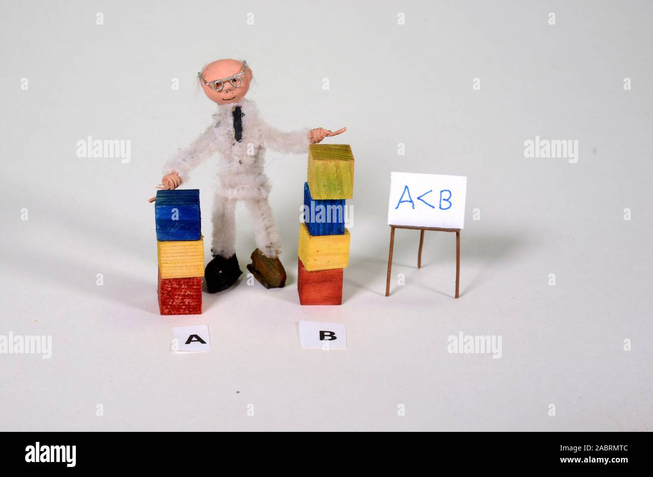 Mathematics setup with inequality: A is less than B, with the ...
