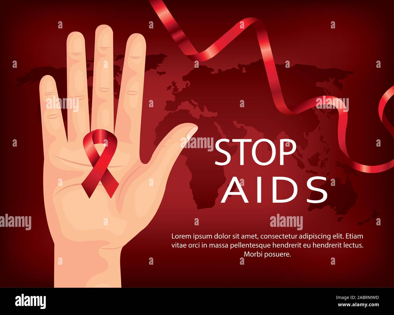 poster of stop aids day with hand and ribbon Stock Vector Image & Art ...