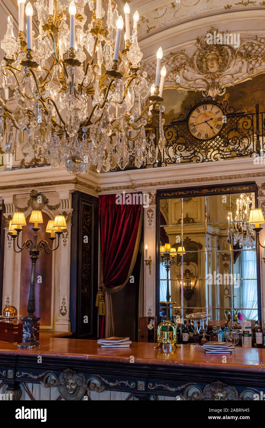 Moscow - Circa August, 2011: Richly decorated bar counter in the lobby ...