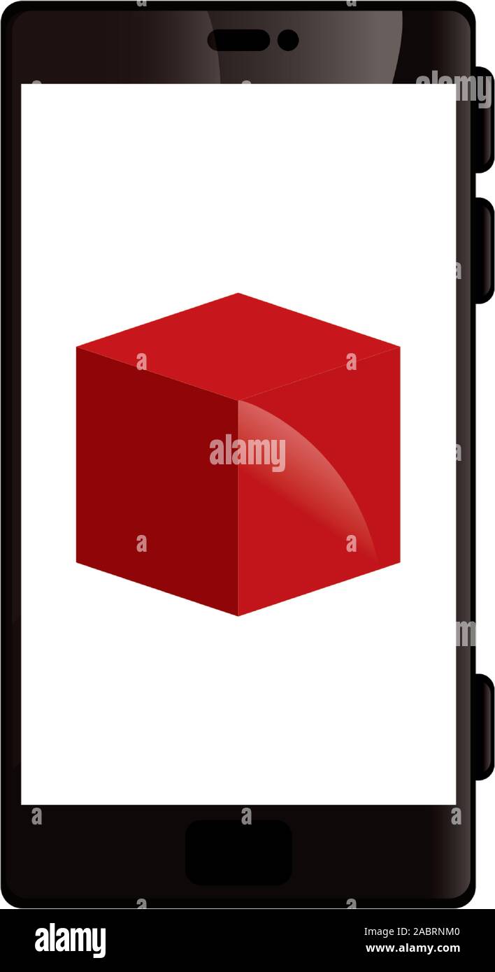 smartphone device with cube isolated icon Stock Vector Image & Art - Alamy