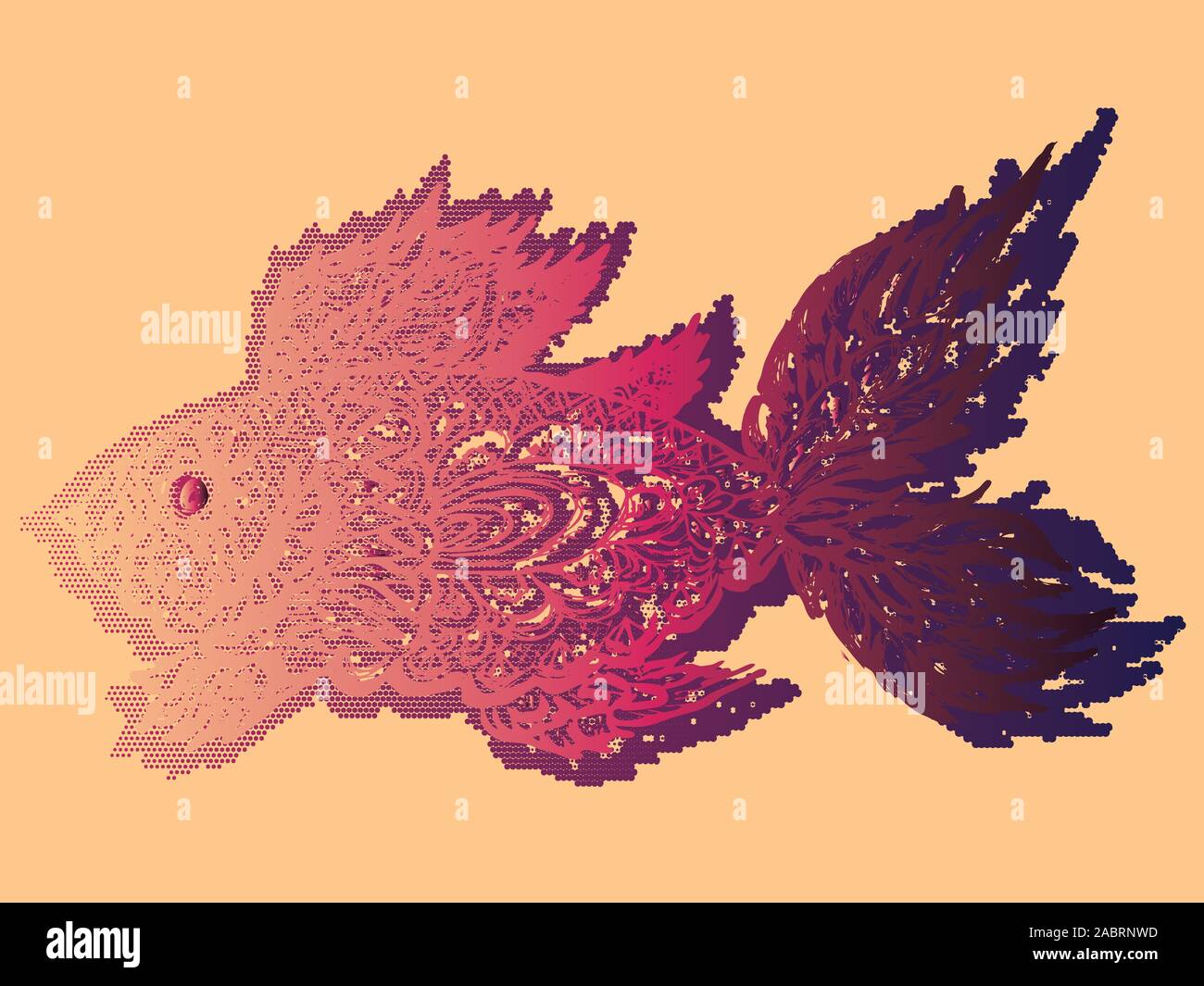 Ornamental graphic fish sketch, abstract zentangle patterns Stock ...