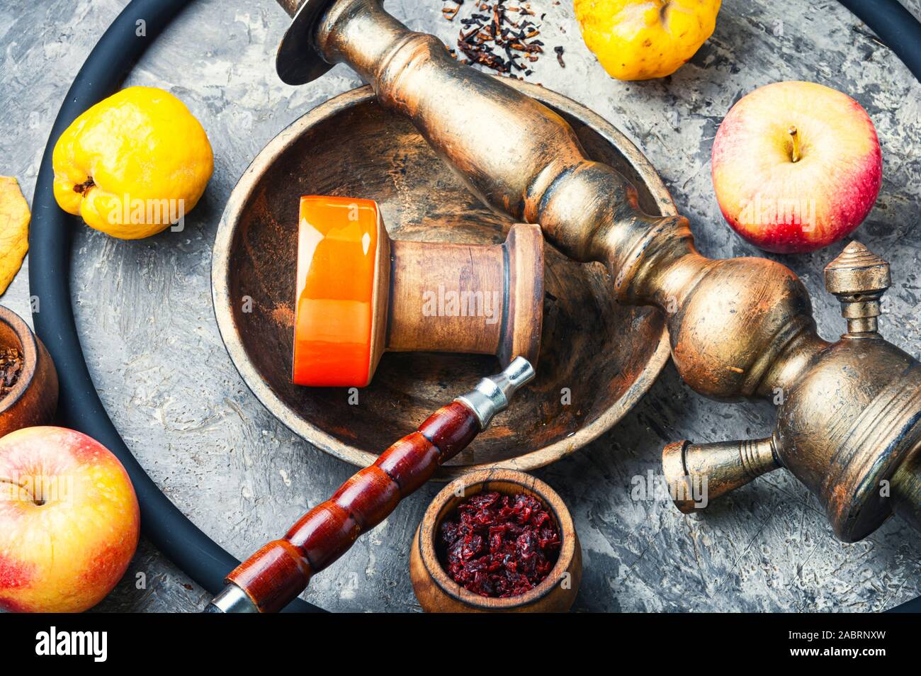 Oriental smoking shisha.Hookah bowl and tobacco.Details of Turkish ...
