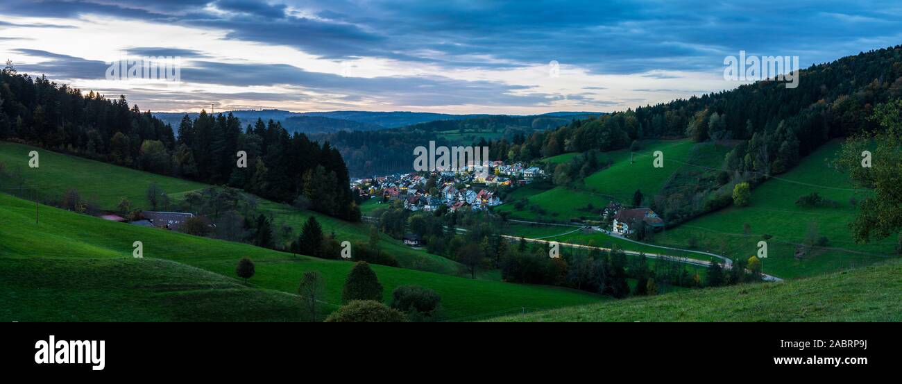 Germany, XXL panorama of black forest village elzach houses and streets ...