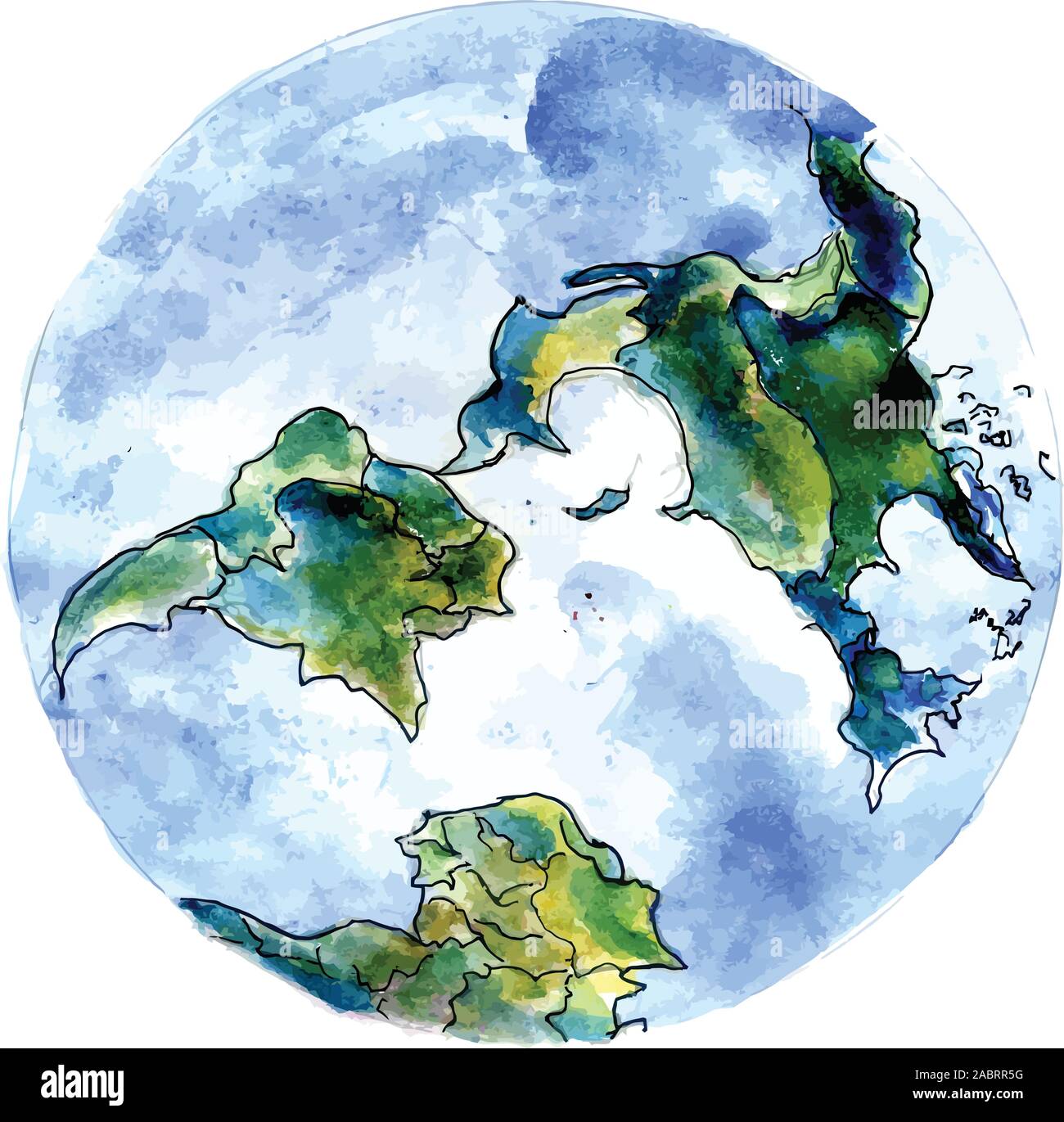 Stylized watercolor painting of the Earth planet, hand drawn ...