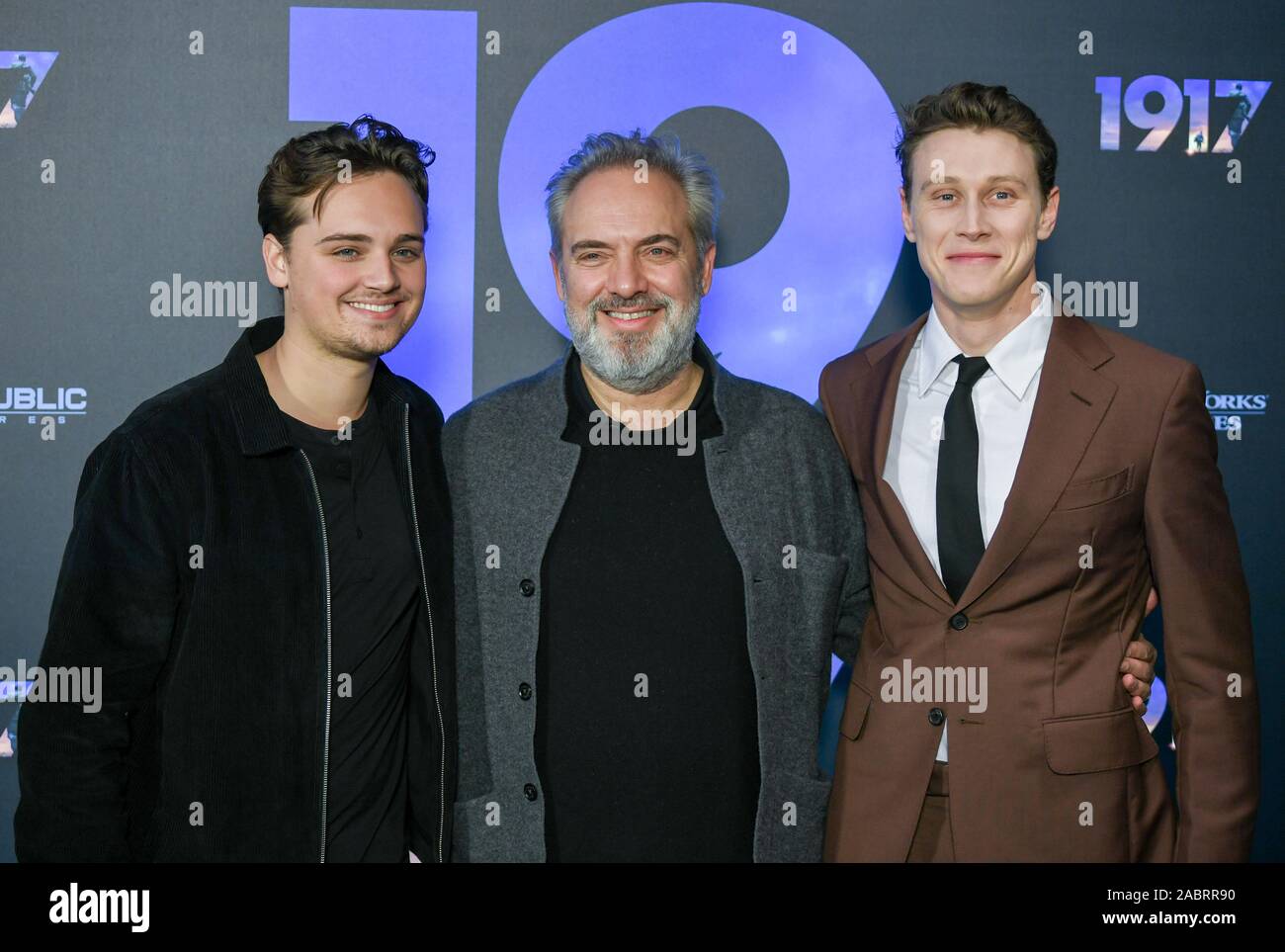 Berlin, Germany. 28th Nov, 2019. Dean-Charles Chapman (l-r), Sam Mendes ...