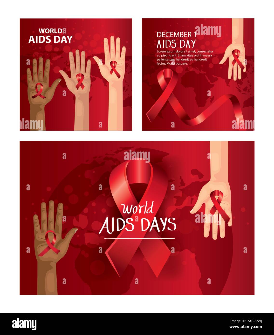 set poster of world aids day with decoration Stock Vector Image & Art ...