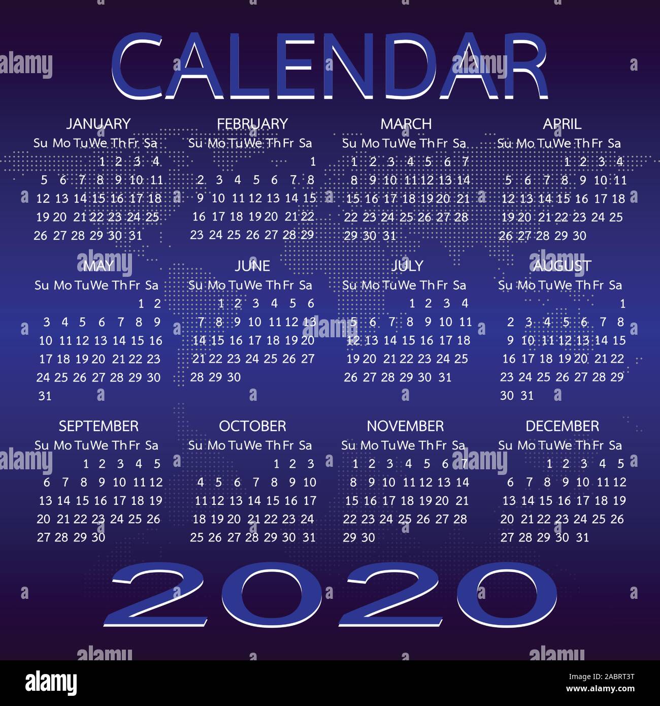 Design world map dot calendar 2020 template, stock vector Stock Vector ...
