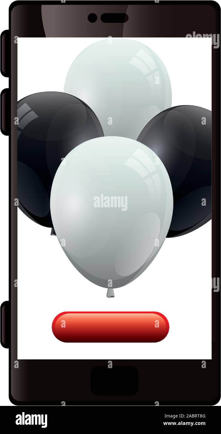 smartphone device with balloons helium Stock Vector Image & Art - Alamy