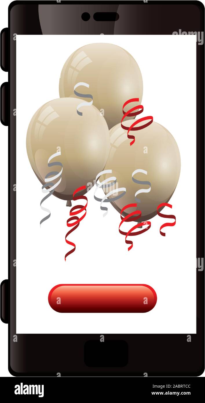 smartphone device with balloons helium Stock Vector Image & Art - Alamy