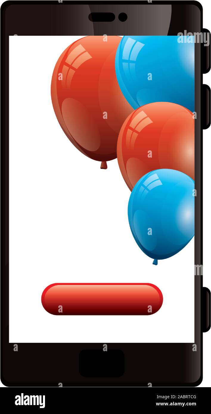 smartphone device with balloons helium Stock Vector Image & Art - Alamy