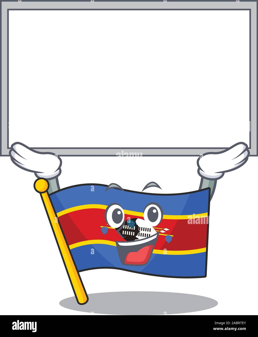 cute cartoon character flag swaziland raised up board Stock Vector ...