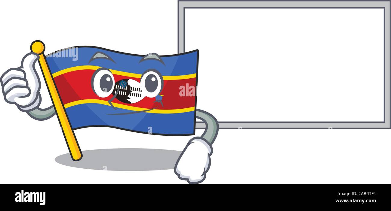 Flag swaziland cute cartoon character Thumbs up with board Stock Vector ...