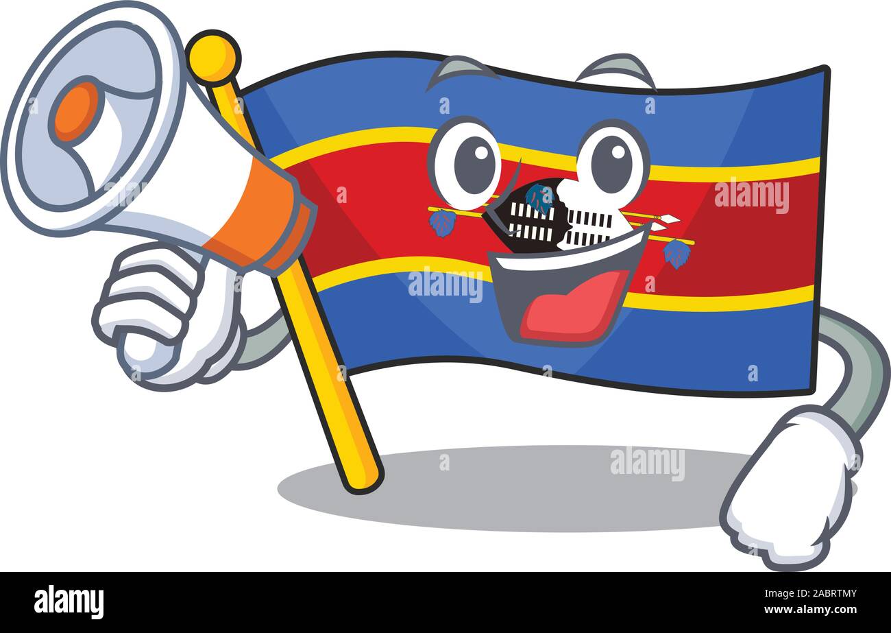 Funny cartoon style of flag swaziland with megaphone Stock Vector Image ...